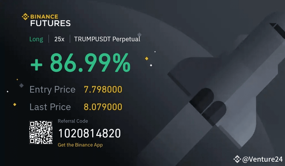 $TRUMP it gives a small 87% | Venture24 on Binance Square