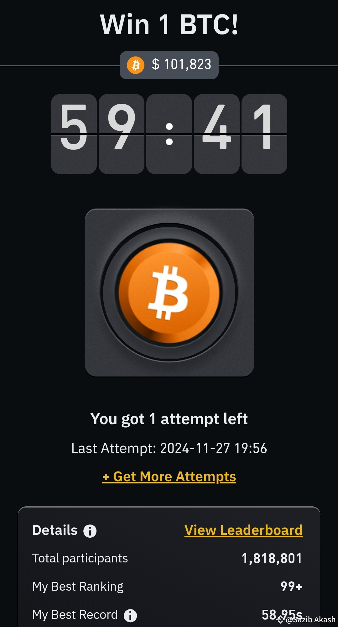 $BTC cool offer take a chance #Share1BNBDaily | Sazib Akash on Binance ...