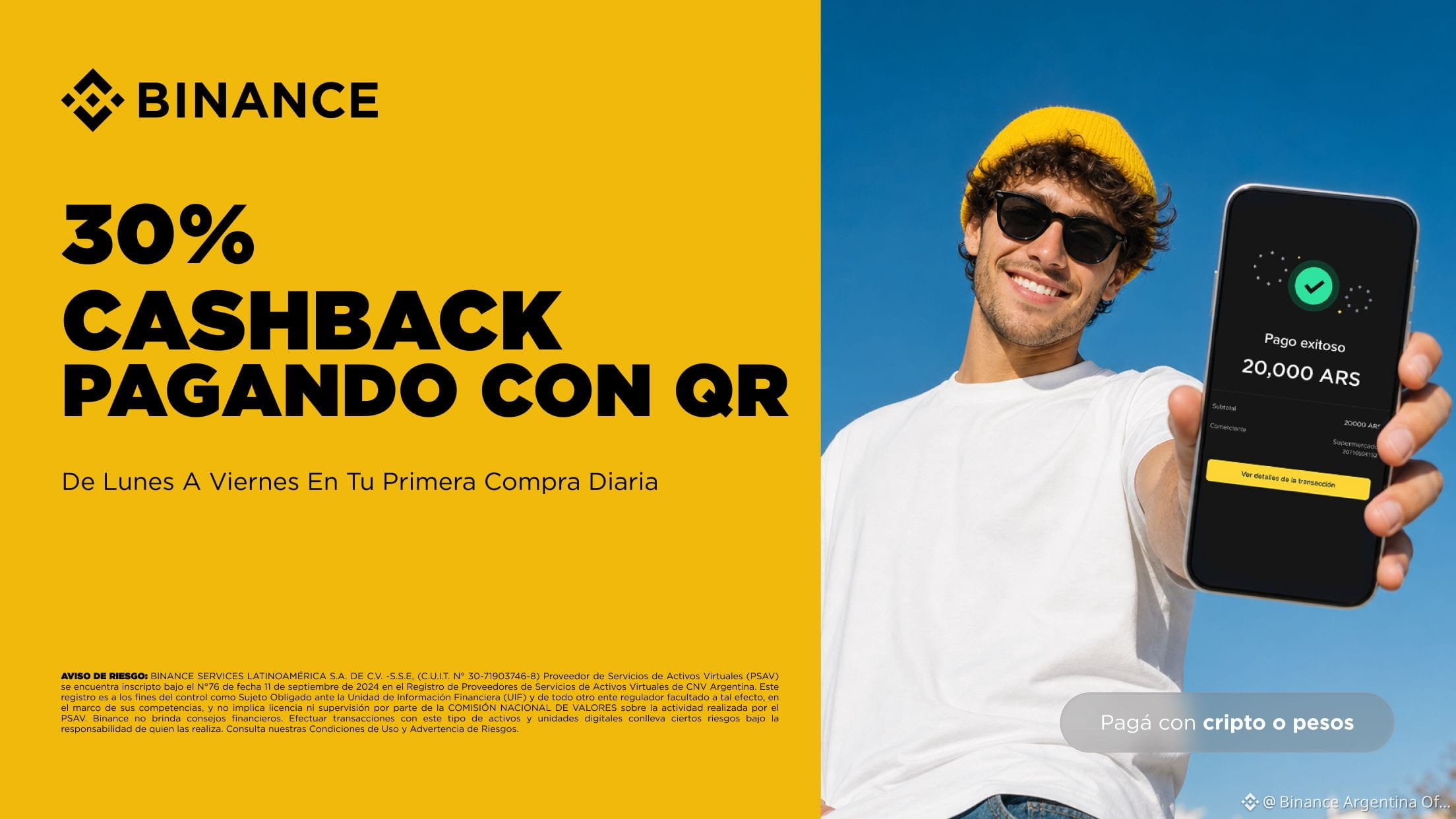 "30% CASHBACK PAGANDO CON QR " Binance Argentina anuncia su | Binance ...