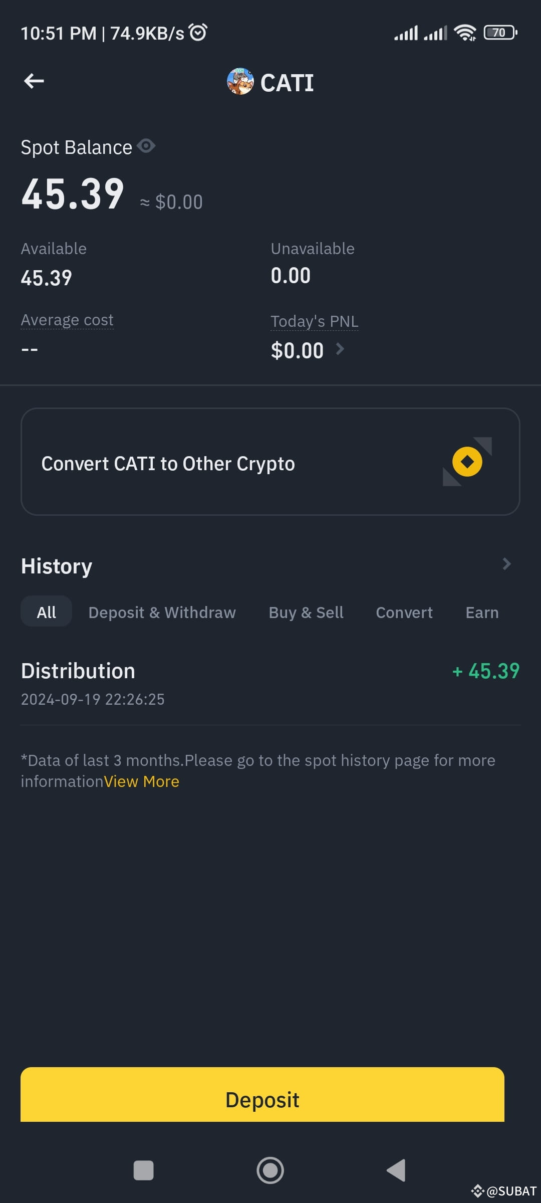 recived Cati coin on binance 🔰$#catizen | HISHAM_SUBAT on Binance Square