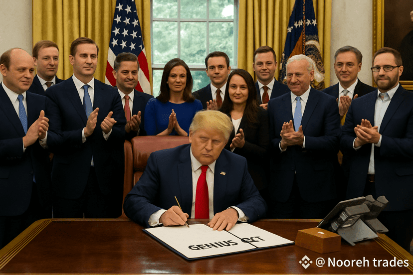 Donald Trump signed the GENIUS Act on July 18, 2025, marking | Nooreh ...
