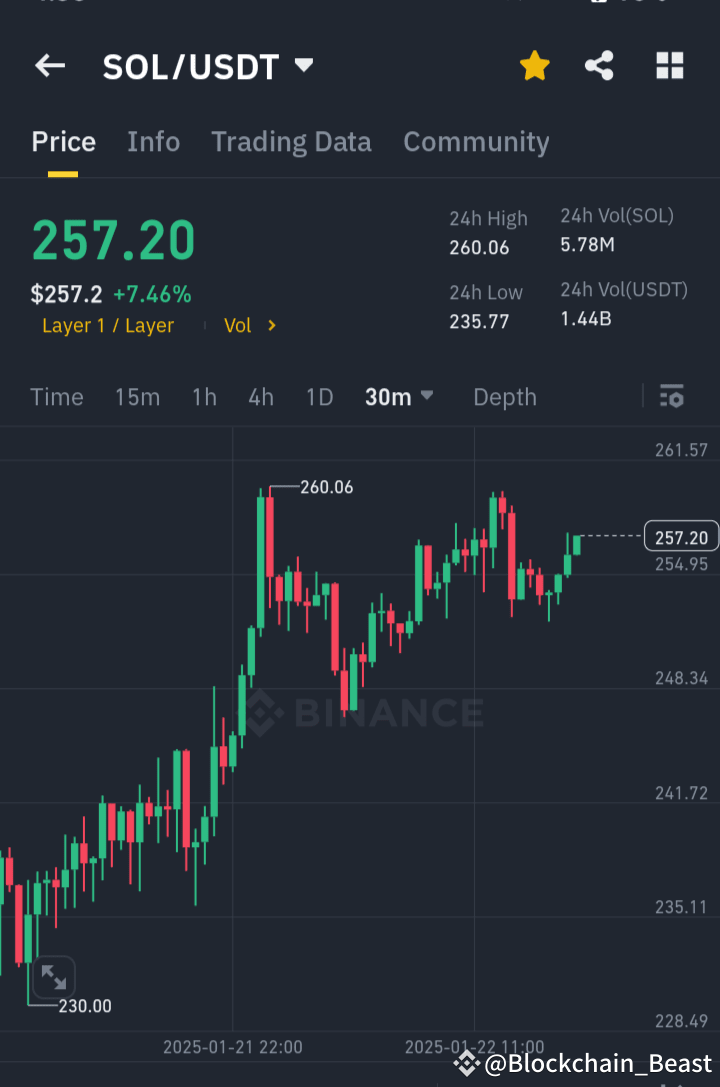 $SOL /USDT Bull Run Alert!🔥💯 Current Price: $257.20 Bull | Blockchain_Beast on Binance Square
