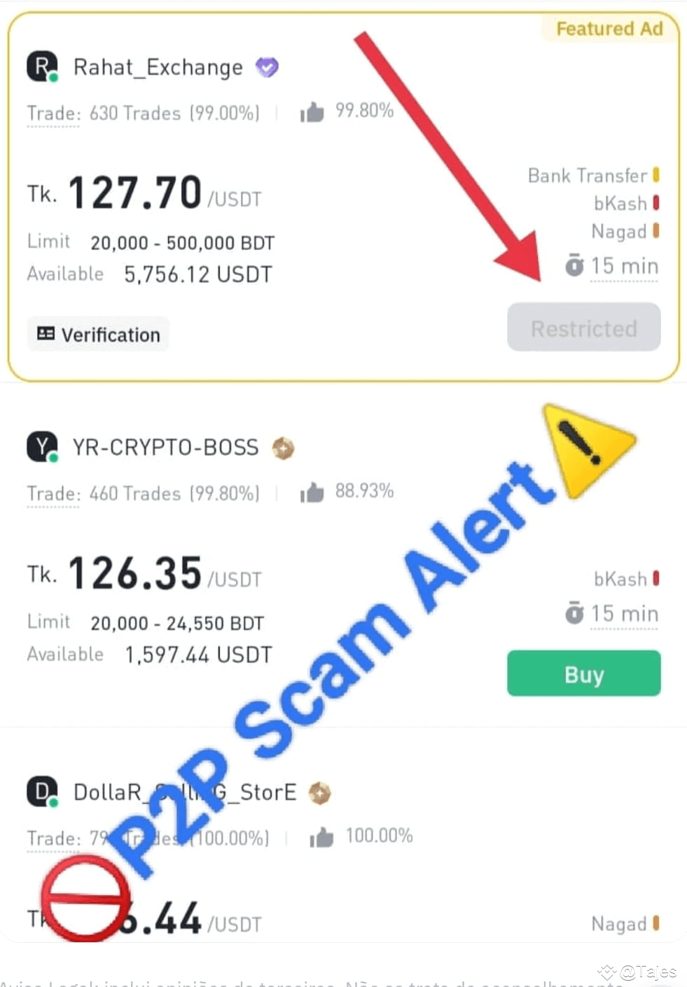 ⚠️ P2P Scam Alert 🚫 Hello Binance users, If you use the Bin | Tajes on Binance Square