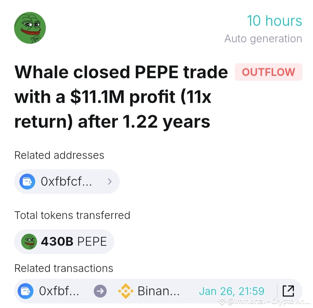 🚨🚨 Whale deposited remaining 430B $PEPE ($6.39M) to Binan | Immortal - Crypto Analyst on Binance ...