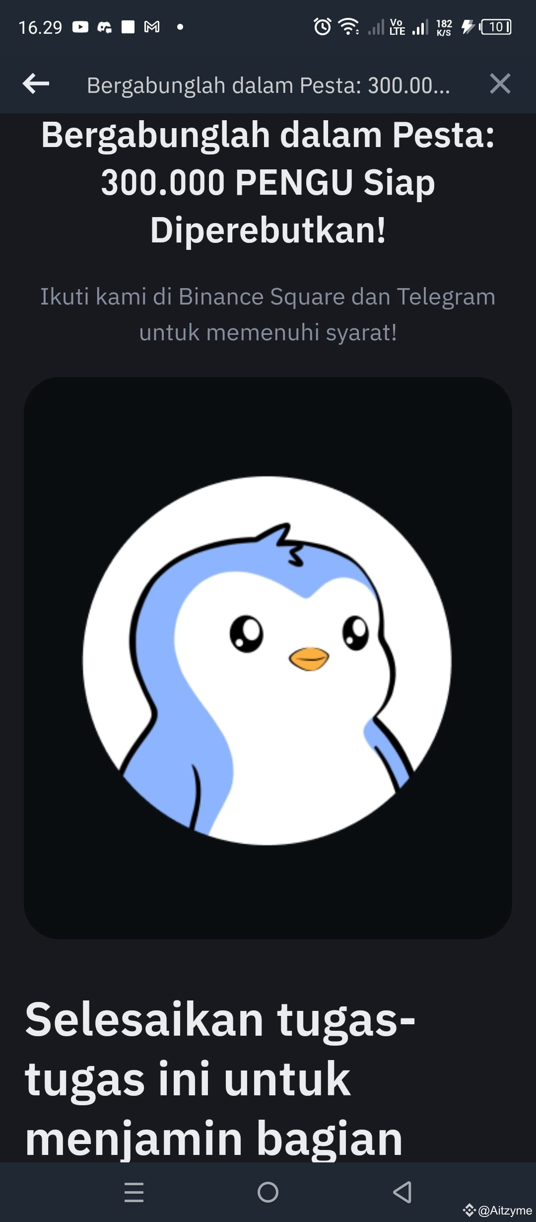 Airdrop Pengu #BinanceSeason | Aitzyme on Binance Square