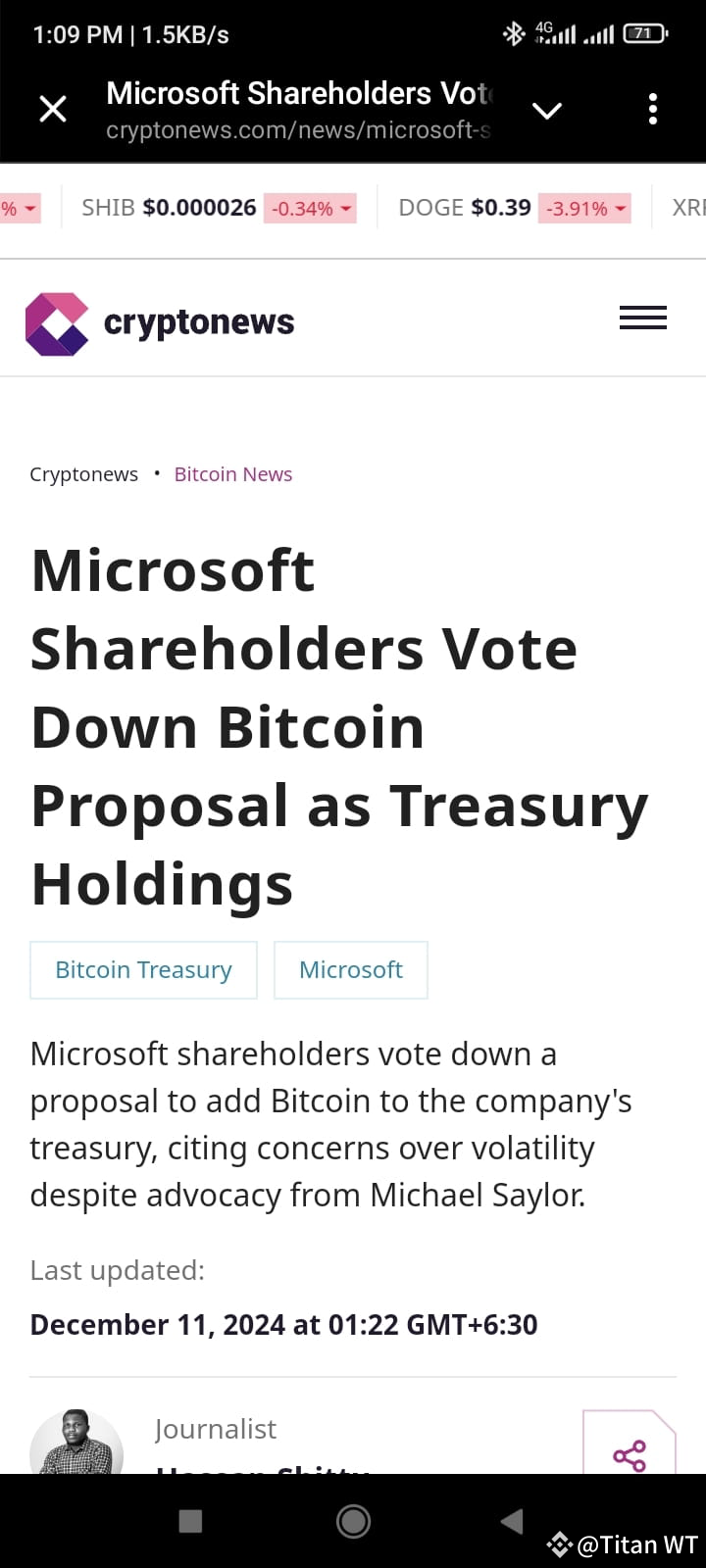 $BTC Microsoft, one of the biggest companies ,rejects bitco | Titan WT ...