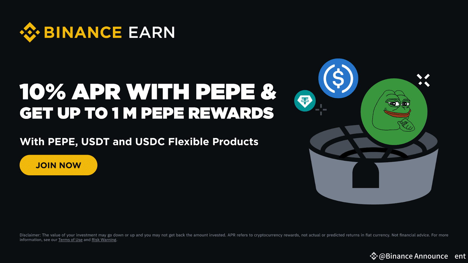 Binance Earn Yield Arena: Enjoy 10% Bonus Tiered APR on PEPE and Win up to 1,000,000 PEPE by ...