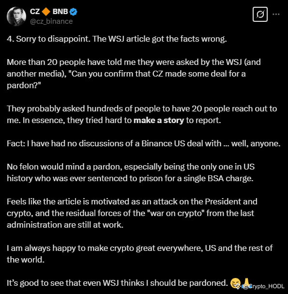 CZ denied this information He said the claim about Trump's | Crypto ...