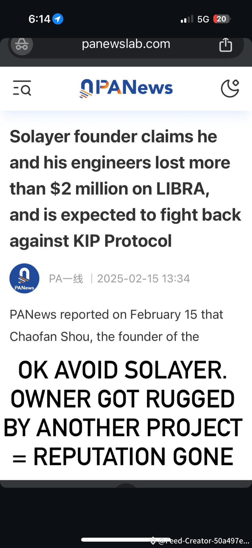 $LAYER the owner got rugged by Libra and lost 2 million usd. | yourmama ...