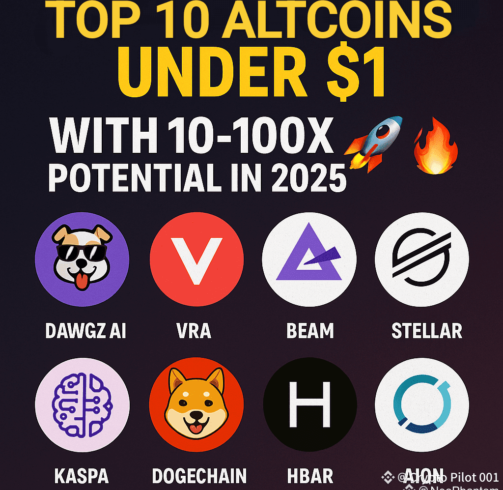🚀 Top 10 Altcoins Under $1 with 10–100x Potential by 2025💥 | Crypto Pilot 001 on Binance Square