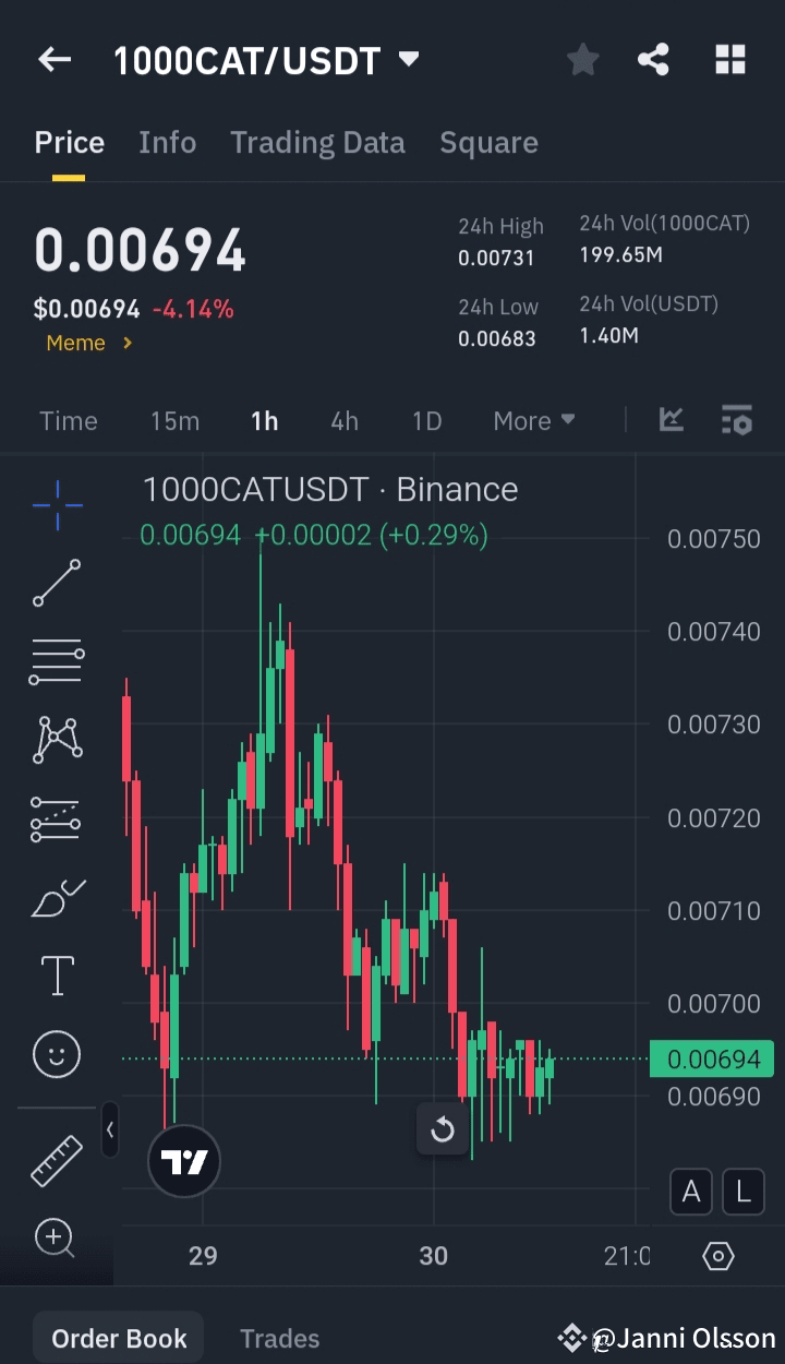 😼$1000CAT /USDT – CONSOLIDATION AFTER DROP! -4.1% SLIDE!⚠ | Janni Olsson on Binance Square