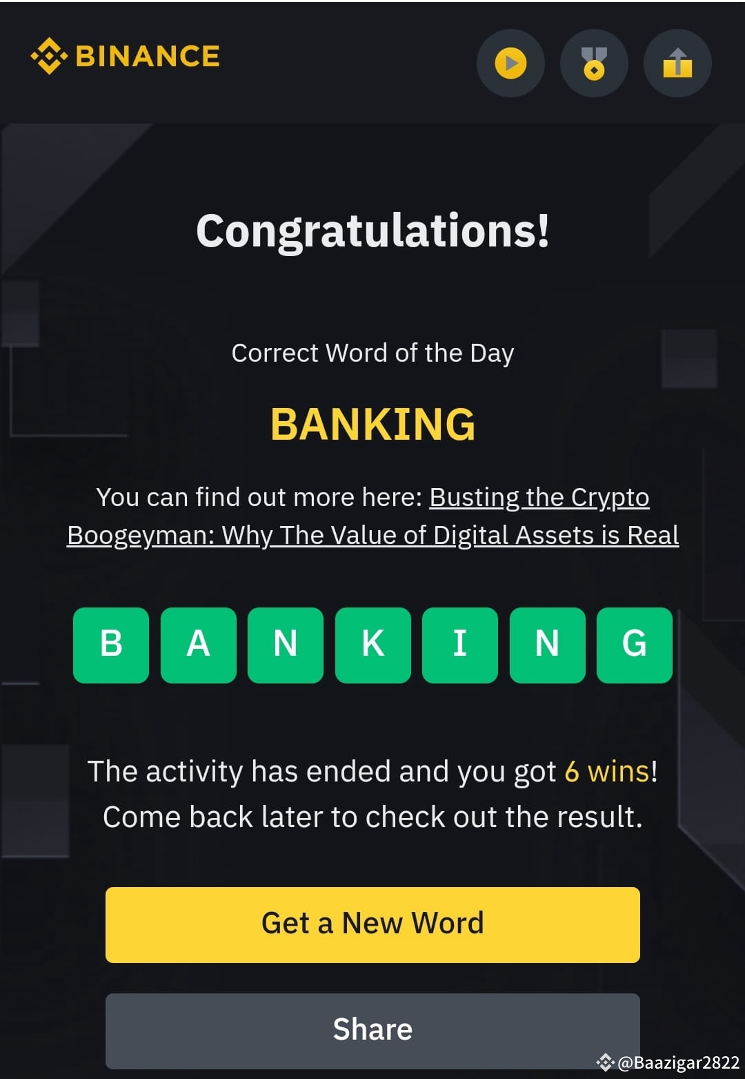 Binance Word Of The Day 7 Letters Today | Baazigar2822 on Binance Square