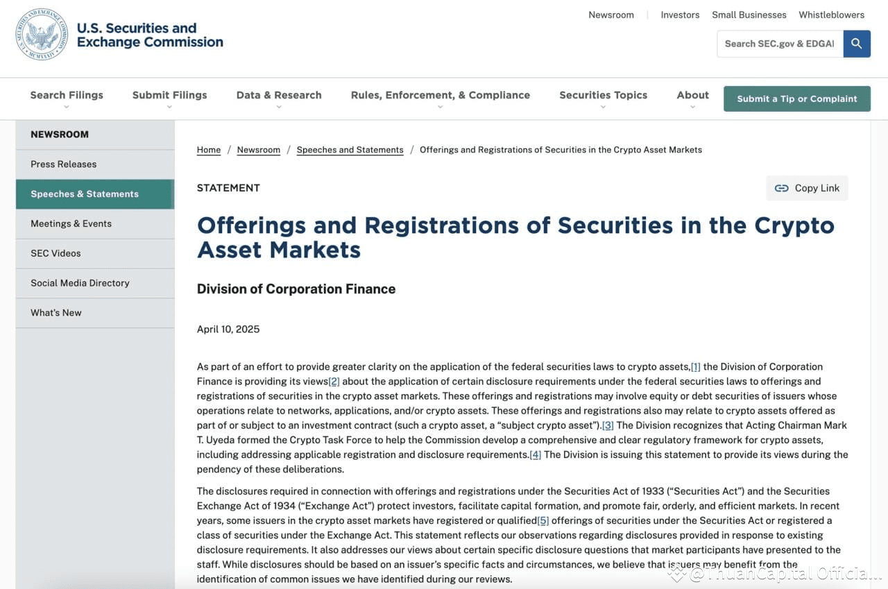 SEC's statement today: SEC wants to clarify how federal sec ...