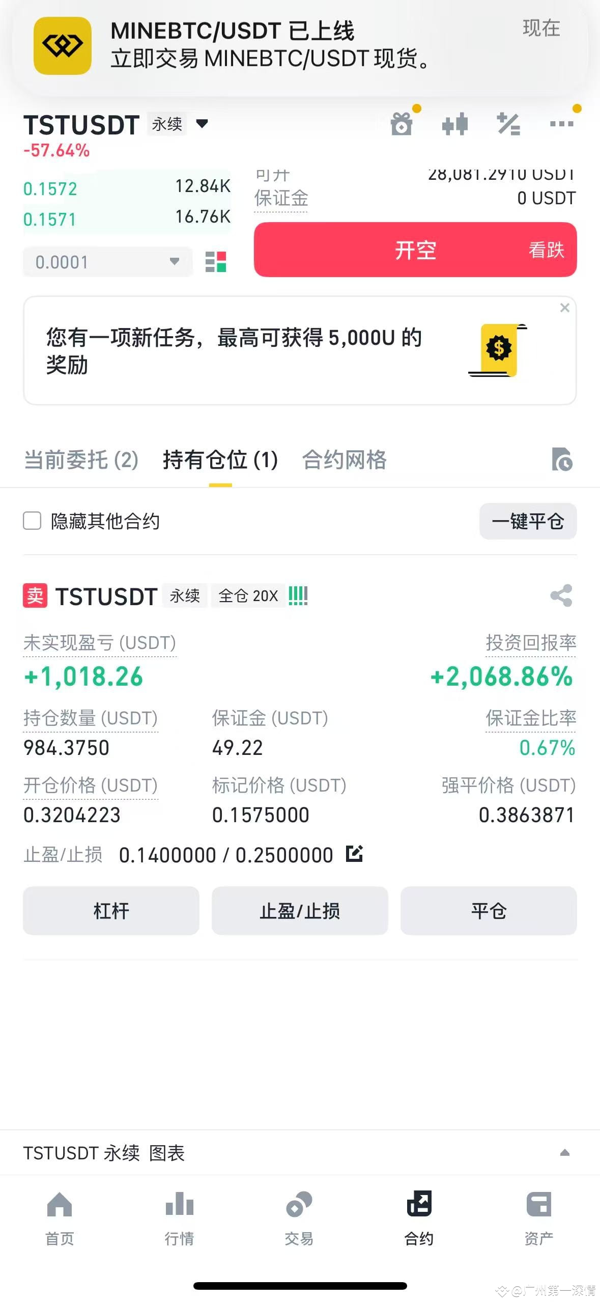 New currency short selling $TST The wealth code is valid f | 广州第一深情 on ...
