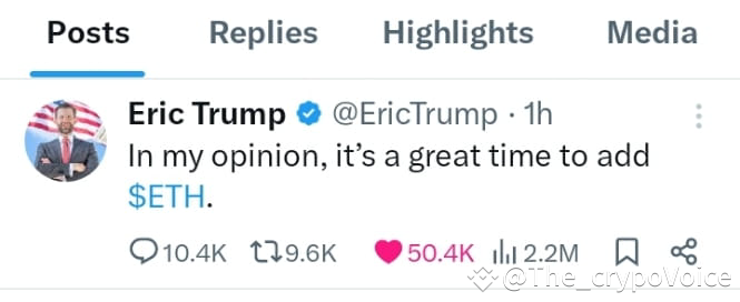 Eric Trump’s tweet suggests he believes Ethereum ($ETH) is c ...