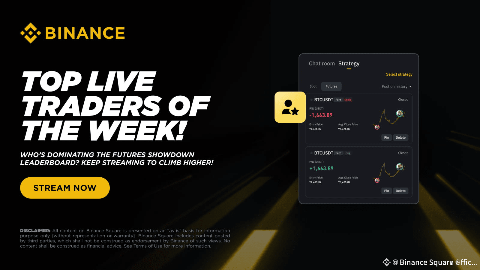 Are you already streaming with Binance Futures Showdown: Liv | Binance Square Official on ...