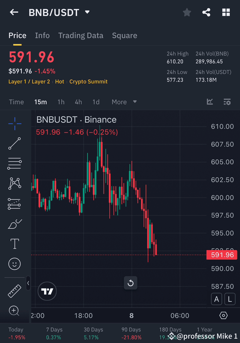 $BNB /USDT Short Trade Opportunity: Bearish Momentum Develop | professor Mike 1 on Binance Square