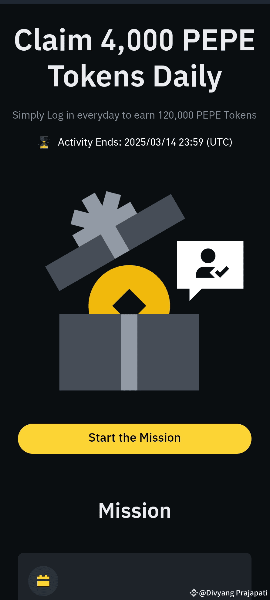 🚀 Claim 4,000 $PEPE Tokens Daily! 🤑 Log in every day and | Divyang ...