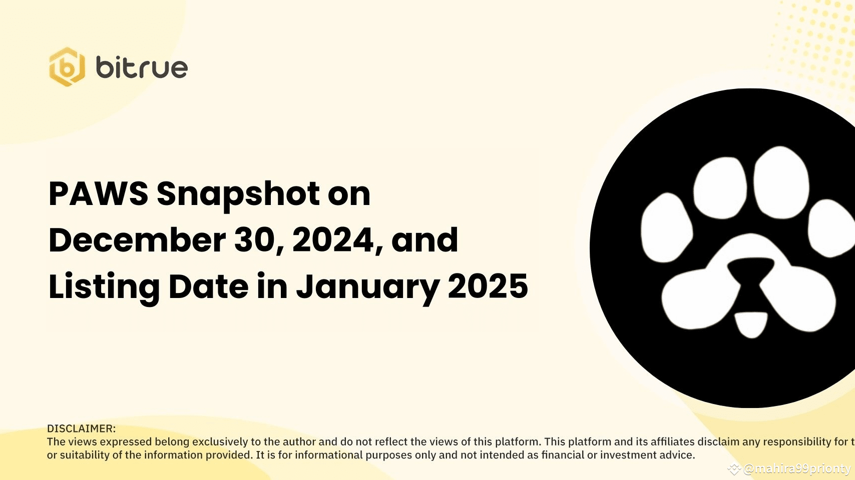 $PAWS TOKEN PRICE, LISTING DATE, SNAPSHOT PREDICTION | mahira99prionty ...