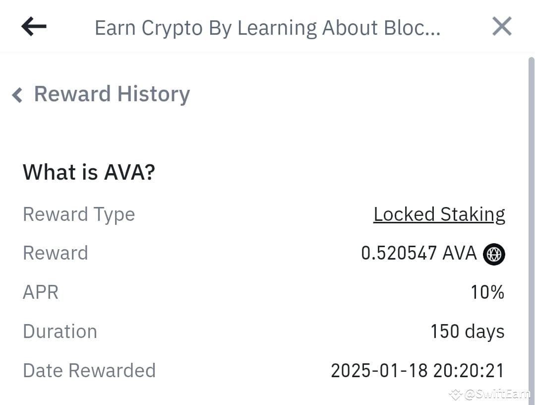 Once again, Yesterday I Earned $AVA Coin from Binance "LEARN | Swift ...