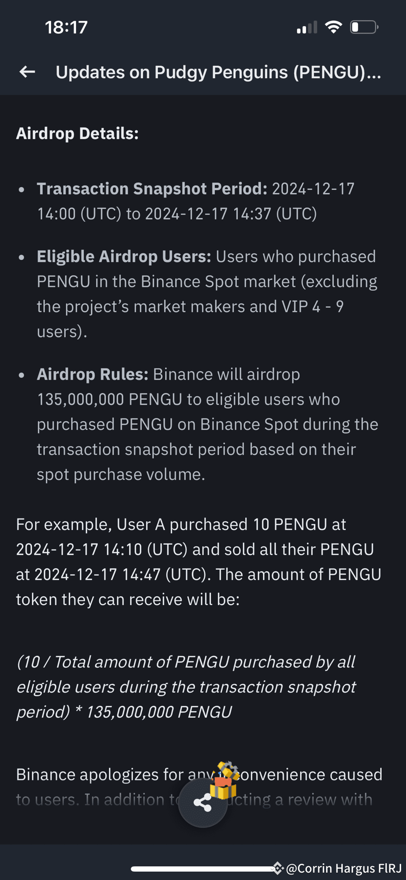 Good news for those who purchased $PENGU in the first half h | Corrin ...