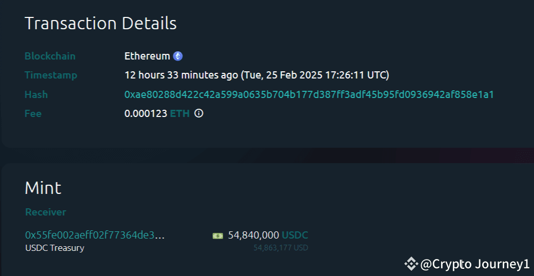 💵 MASSIVE 54.8 MILLION $USDC MINTED! 🚨 A huge 54,840,000 | Crypto Journey1 on Binance Square