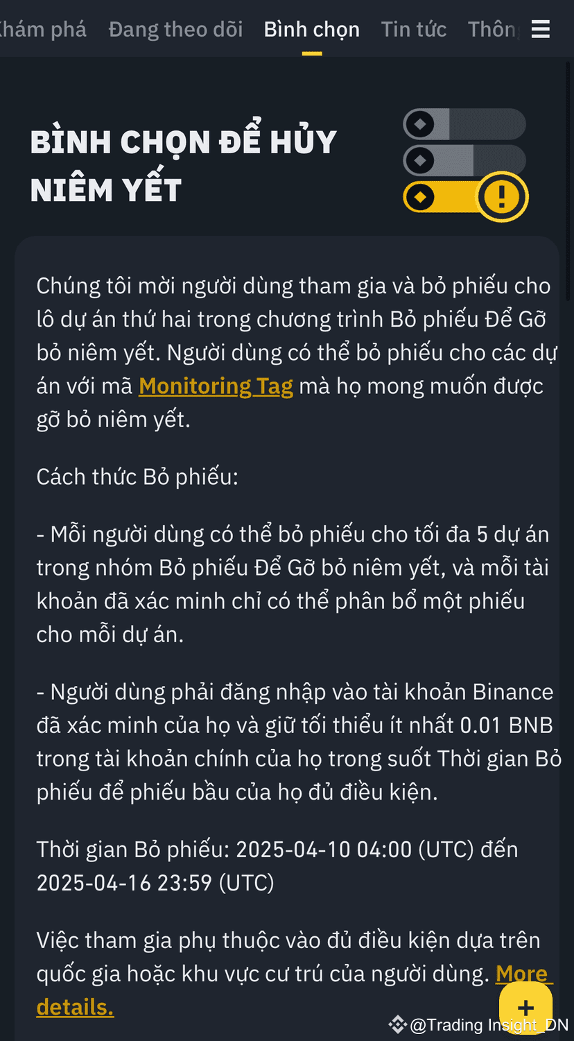🚨 Binance continues to list the "Vote to delist" feature av | Trading ...