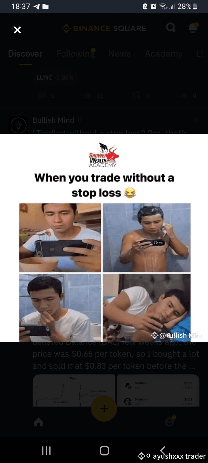 #EUPrivacyCoinBan Trading without a stop loss? Bro, that's n | ayushxxx trader on Binance Square