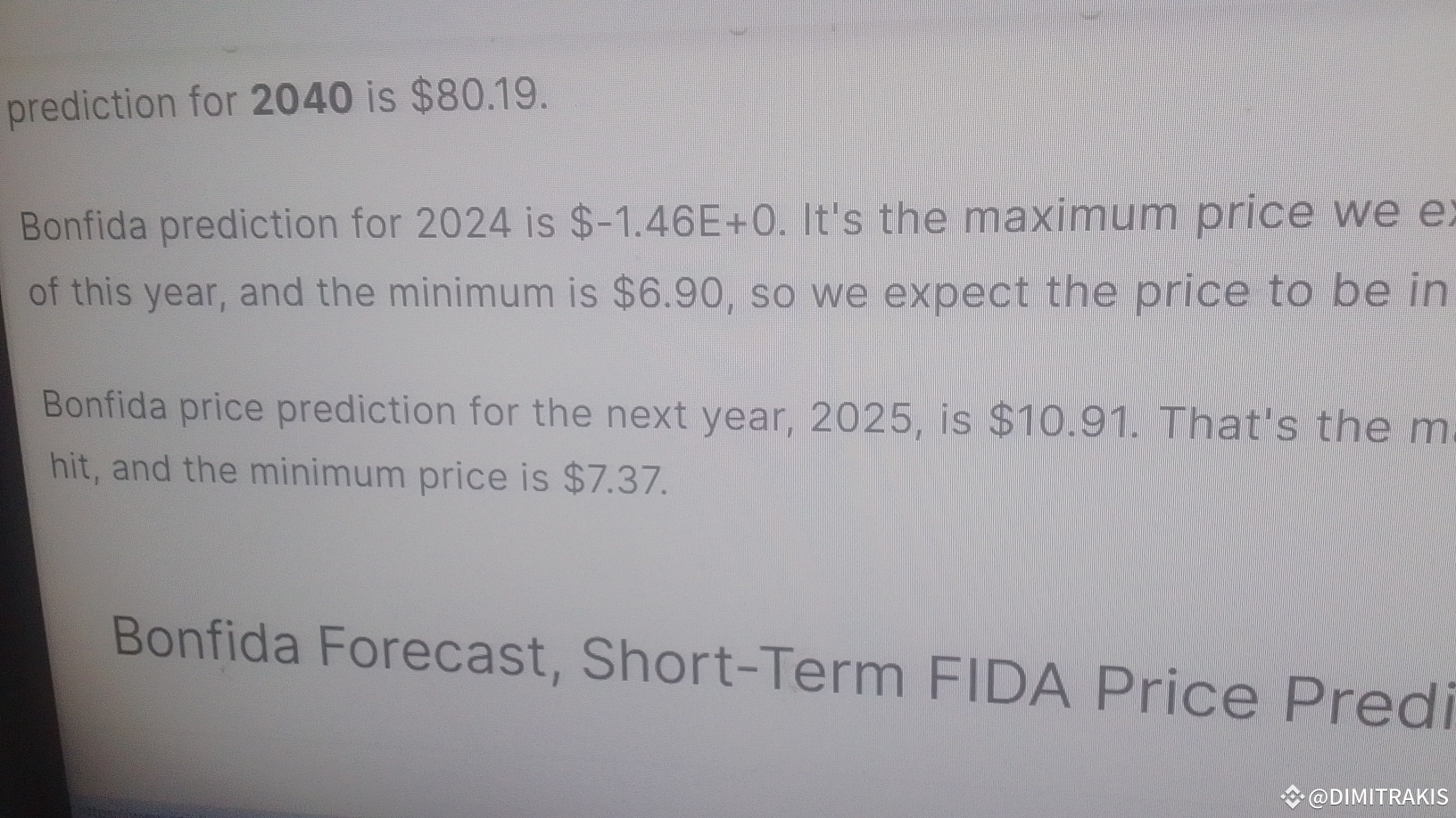 fida price prediction for 2025 $10+ Google s prediction ac | DIMITRAKIS ...