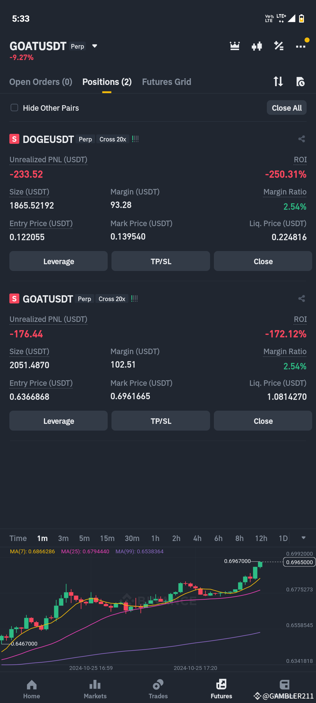 give me suggestions hold or close $DOGE $GOAT | GAMBLER211 on Binance ...