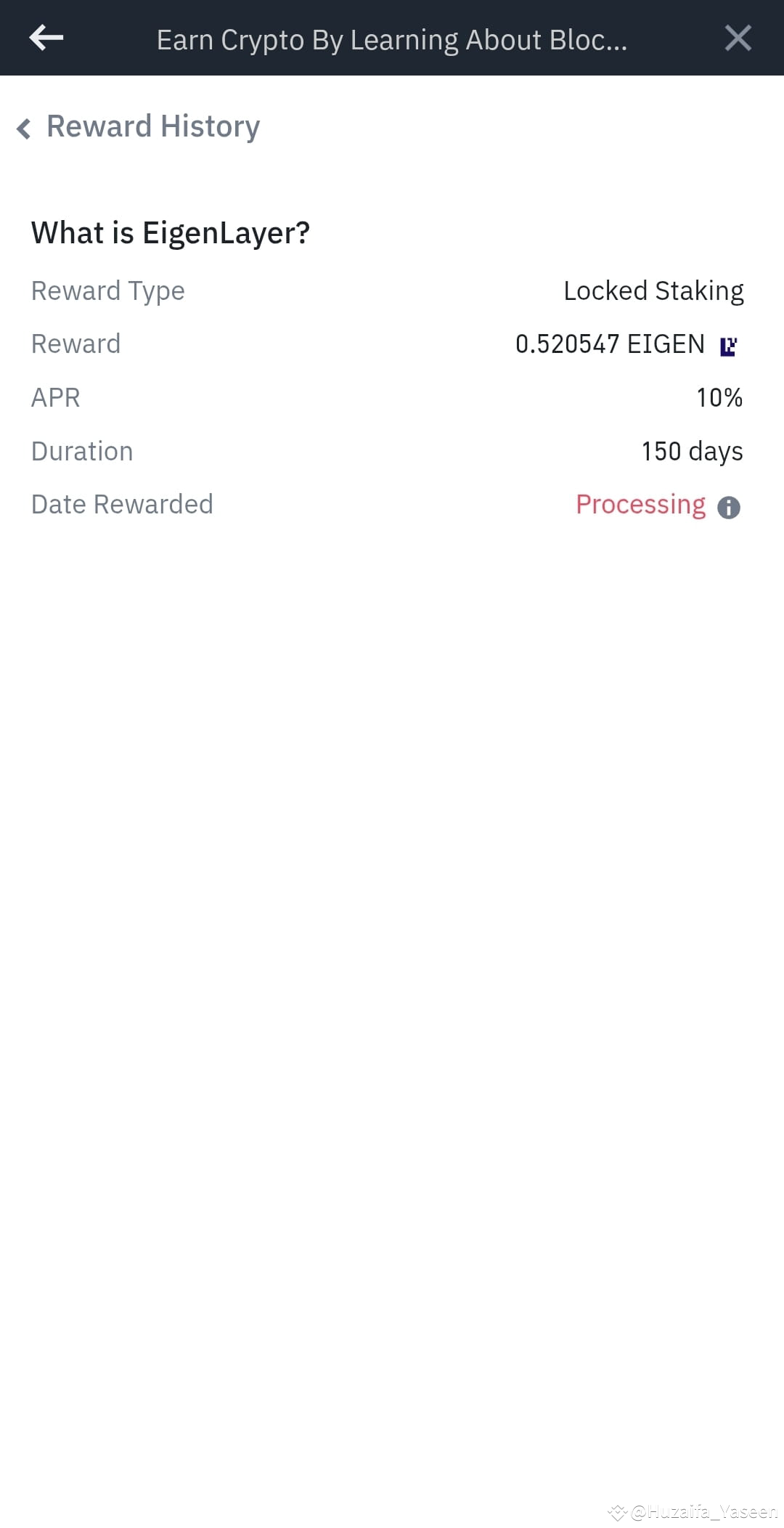 Hurry up claim yours now 0.5 Eigen reward for everyone $EIG | Huzaifa_Yaseen on Binance Square