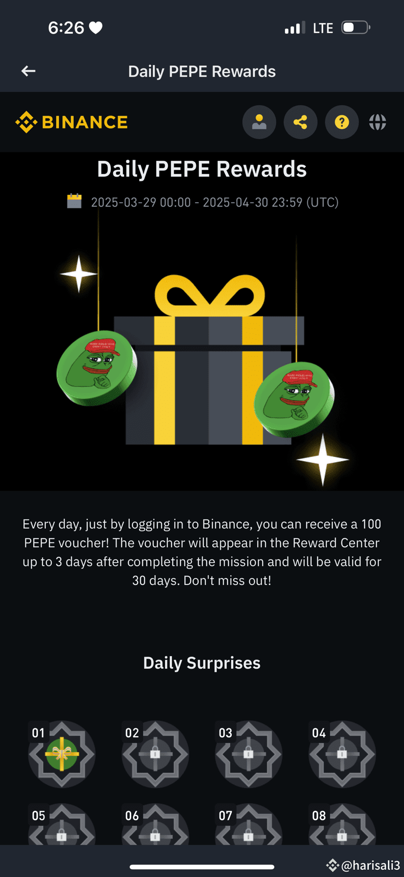 Link 🔗 100 PEPE New PEPE free coins clam task is here … | harisali3 on Binance Square