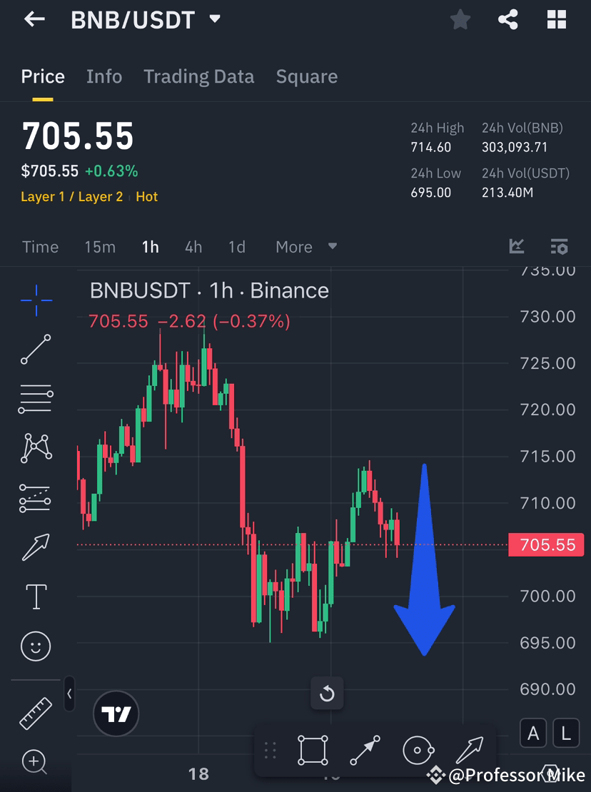 $BNB /USDT Short Trade Signal !!! 💯🔥🔥 BNB/USDT is showin | Professor Mike on Binance Square