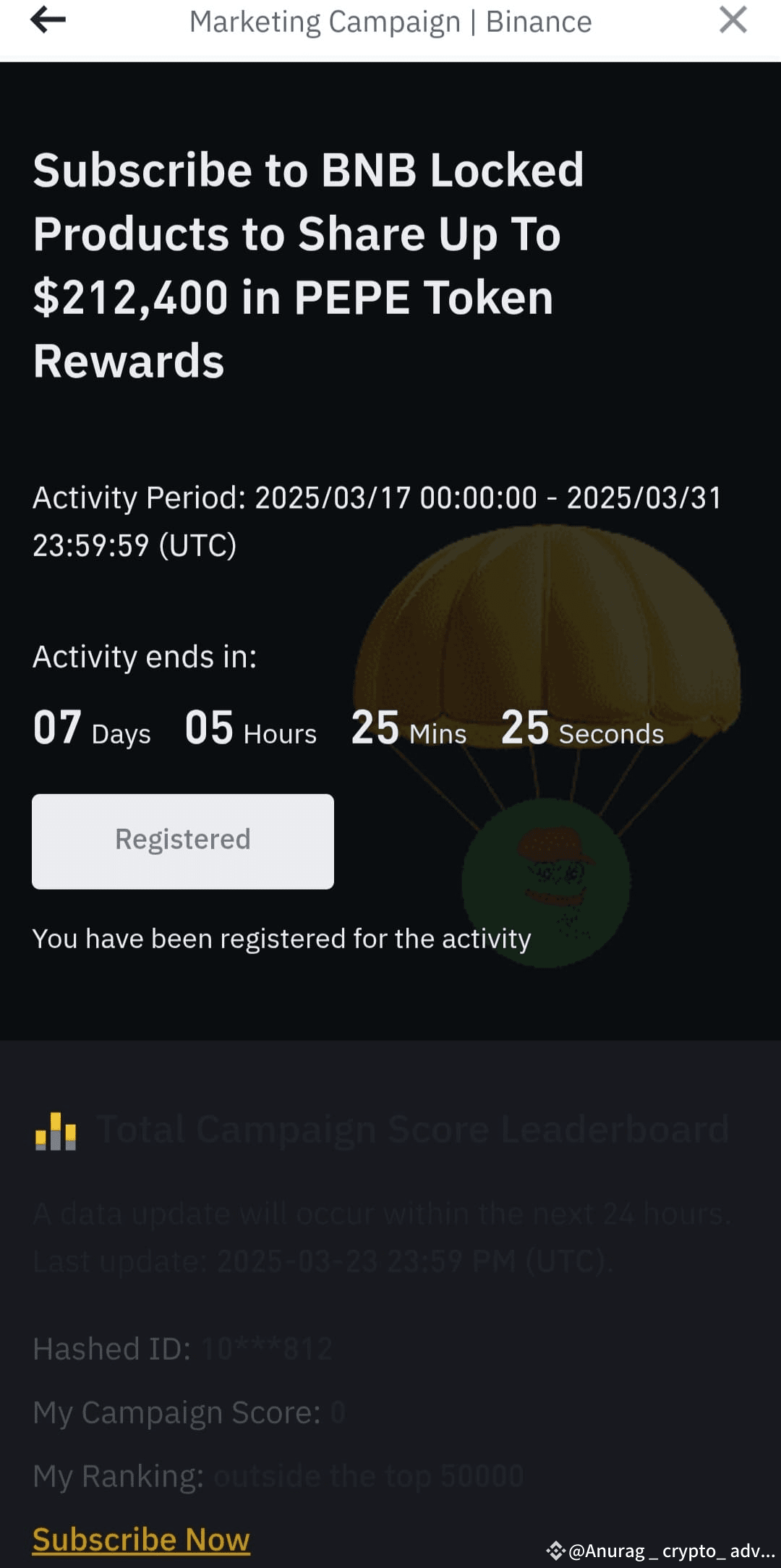 Pepe coin Reward Claim register from this link and partici | Anurag _ crypto_ Boy on Binance Square