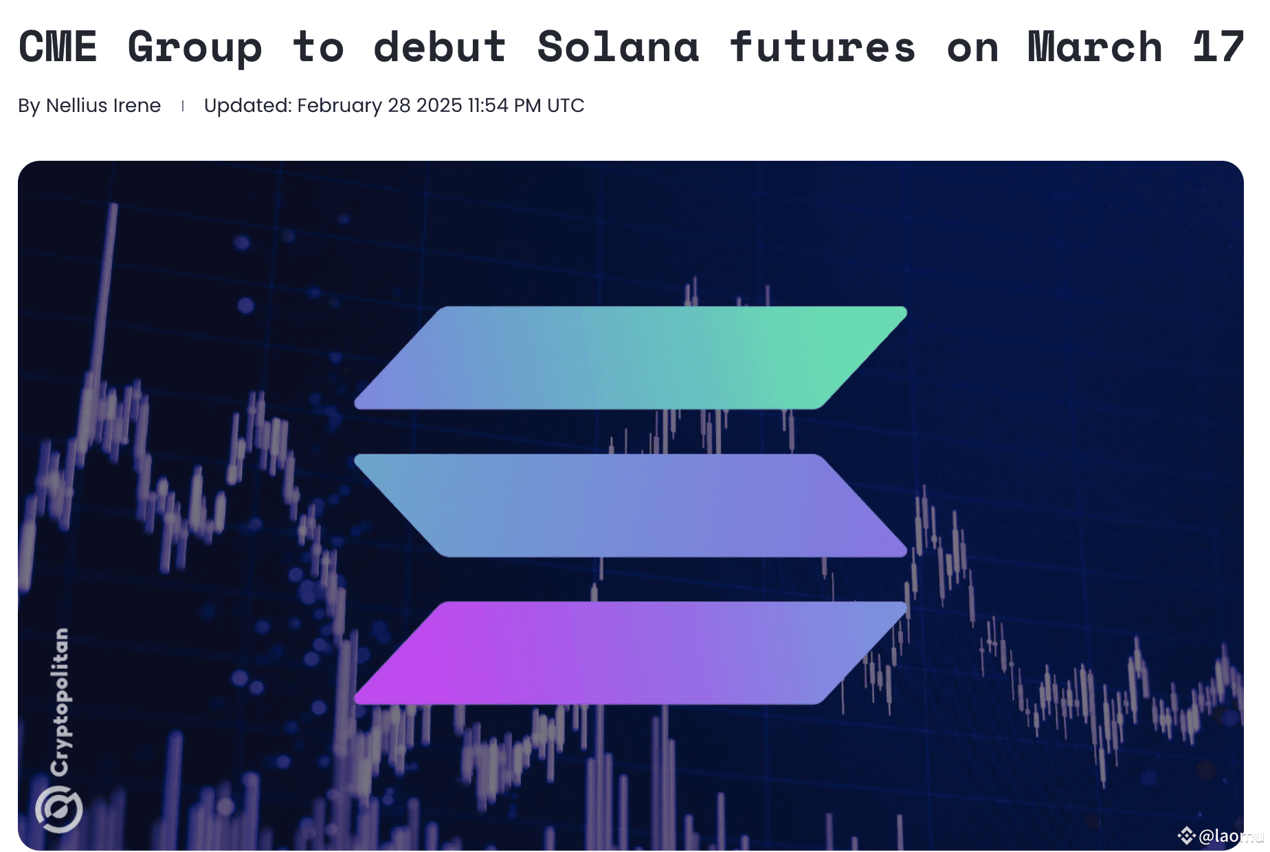 On March 17, CME launched Solana futures. What is the motiva | laomu on Binance Square