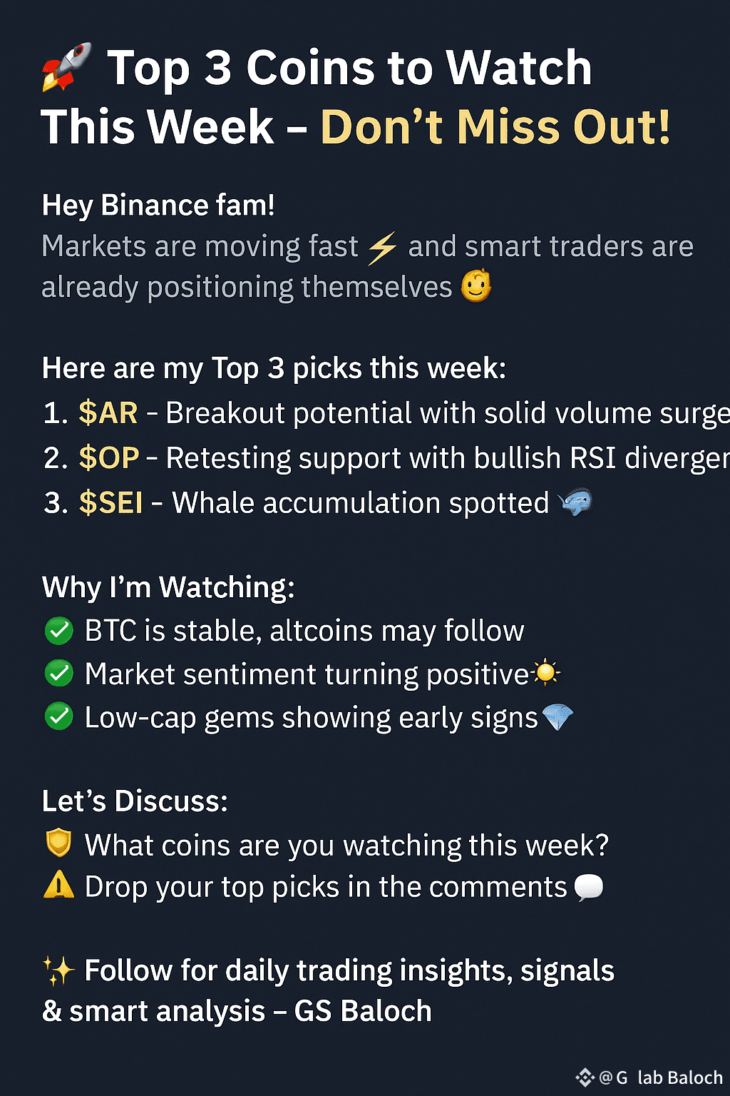 Top 3 Coins to Watch This Week – Don’t Miss Out! 🔥 Post | GS Square ...