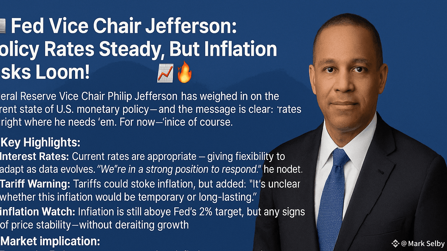 Fed Vice Chair Jefferson: Policy Rates Steady, But Inflation Risks Loom ...