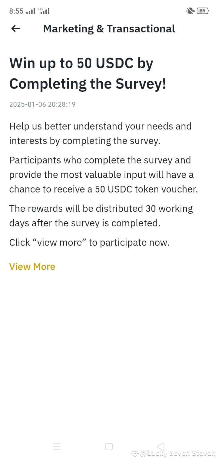 Hello my friend Binance Survey is coming 50Give back$USDC | Lucky Seven Steven on Binance Square