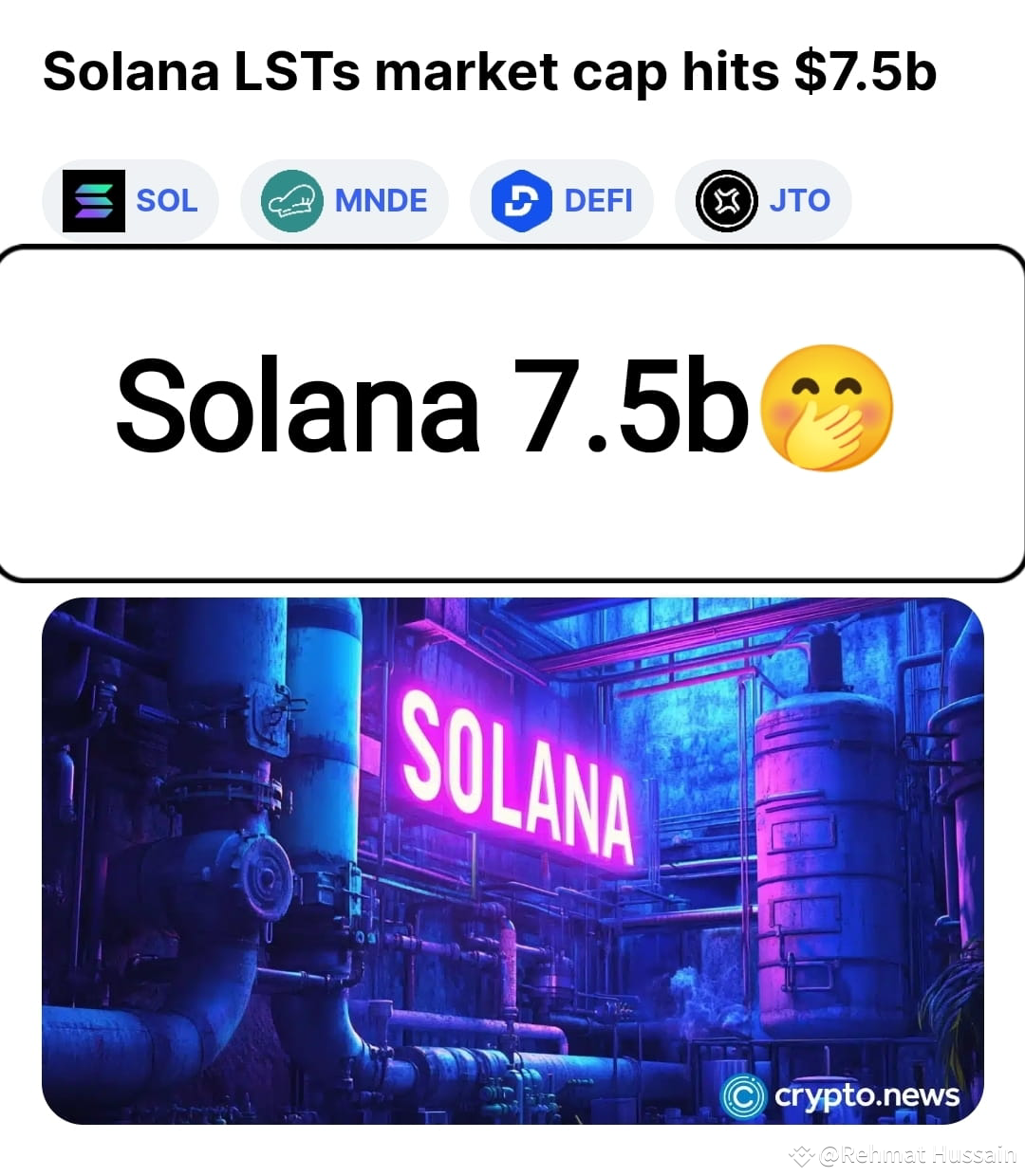 $SOL 🚀 Solana LSTs Market Cap Hits $7.5 Billion! 🌕 The | Rehmat Hussain ...