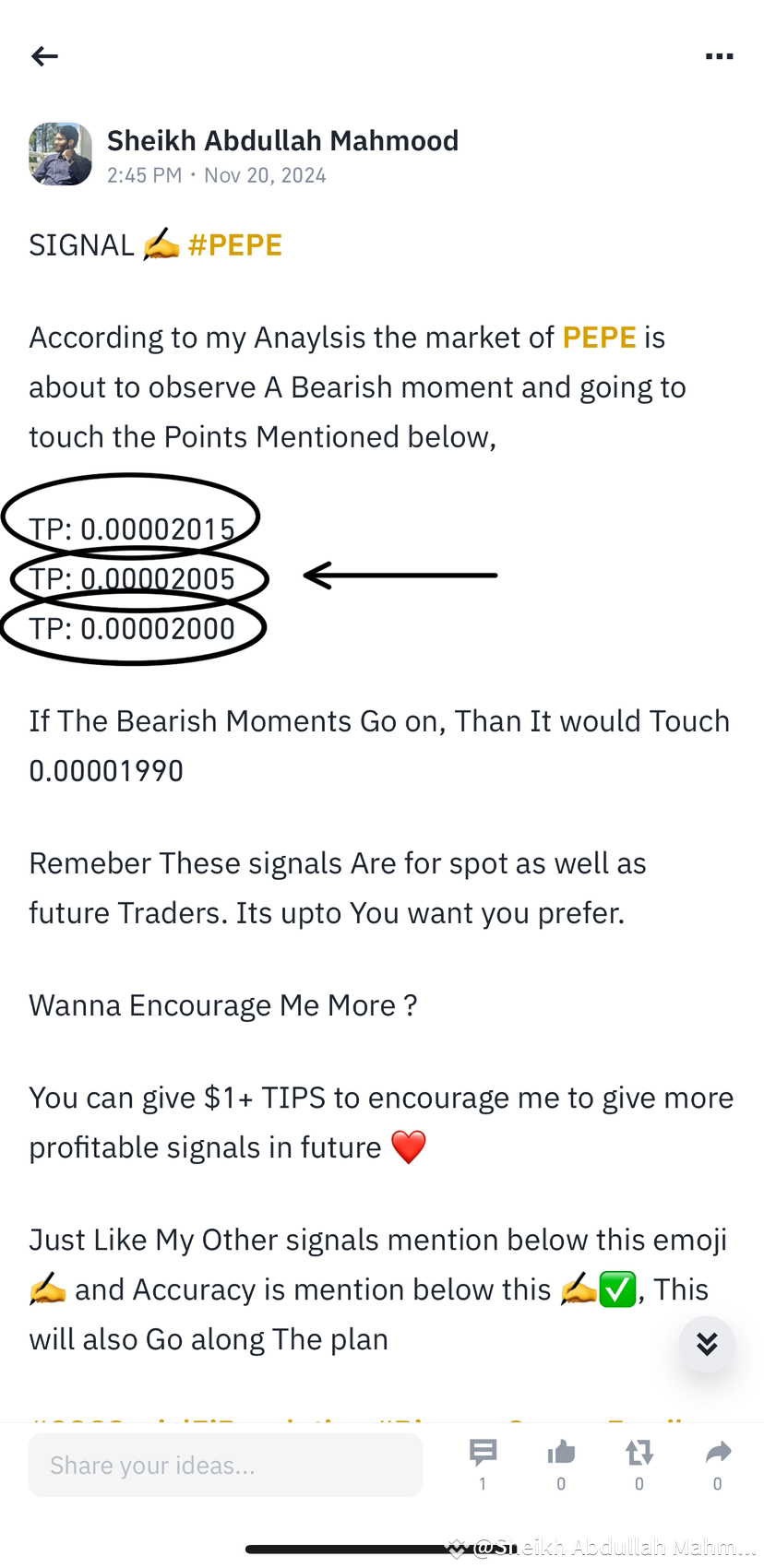 ONE MORE ACCURACY SIGNAL ️ #PEPE I predicted few hours a | Sheikh ...