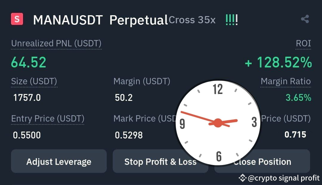 ️ MANA/USDT ️ 1 TARGET ACHIEVED 🏆 PROFIT +128% | crypto signal profit on Binance Square