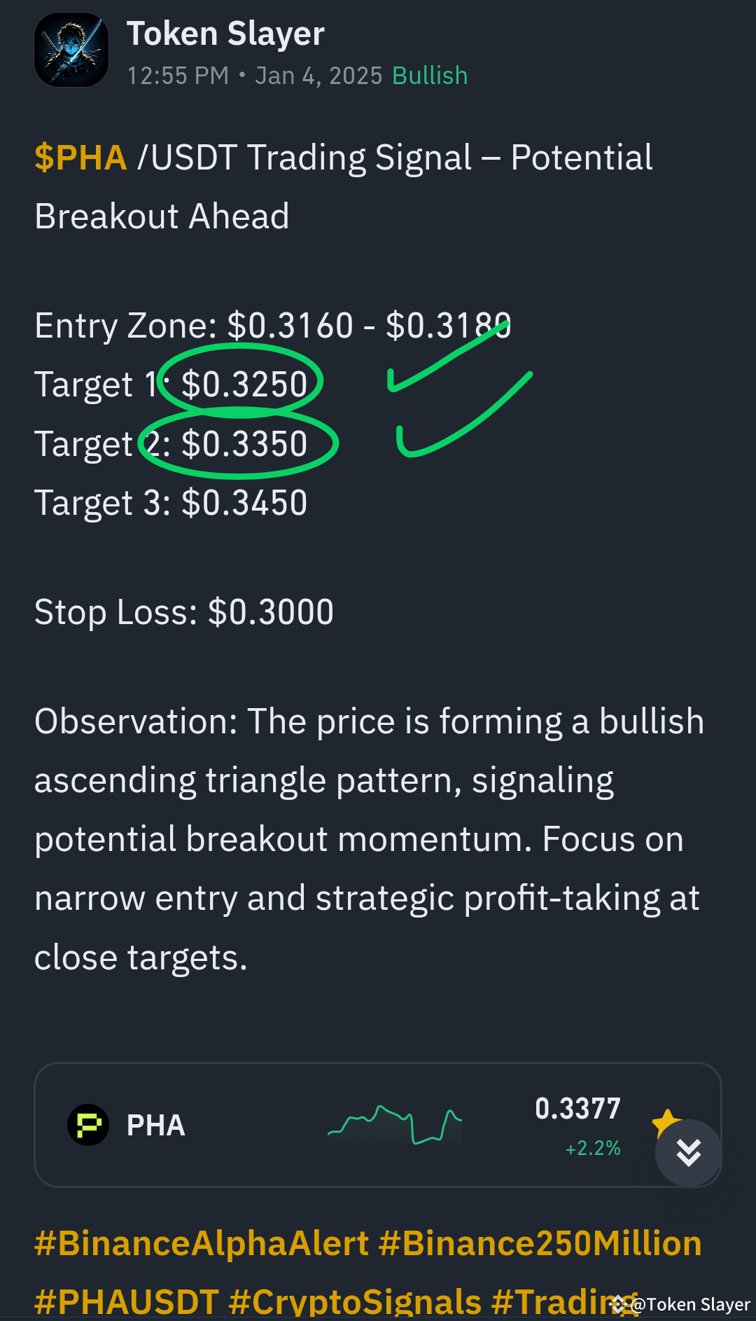 💵$PHA - Signal provided 4 hours before from now have hitte | Token Slayer on Binance Square