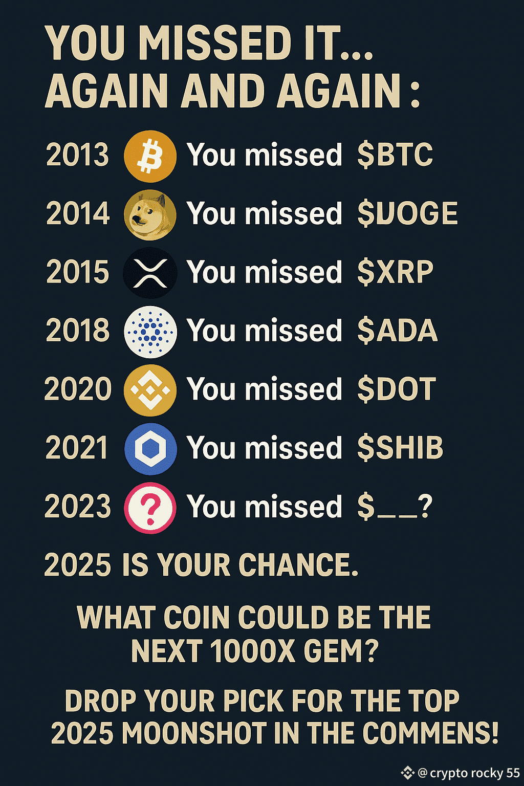 💸💸You missed it… again and again:🚀🚀📈 2013 – $BTC 2014 | crypto rocky 55 ...