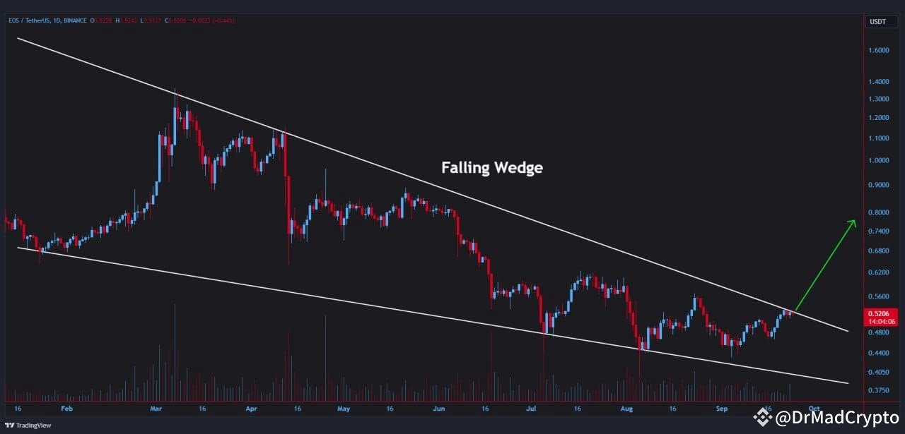 💰 #EOS is forming a falling wedge on daily timeframe🧐 Up | DrMadCrypto ...