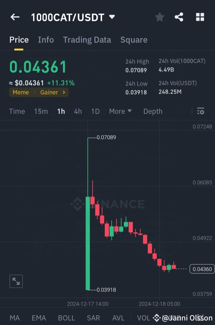 $1000CAT 1000CAT/USDT: Meme Token Surges +11.31%! 🐱🔥 C | Janni Olsson on Binance Square