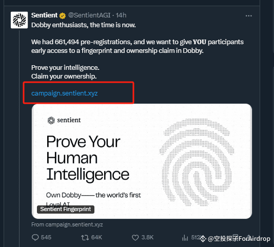 Friends who have pre-registered for the Sentient project bef | 空投探子 ...