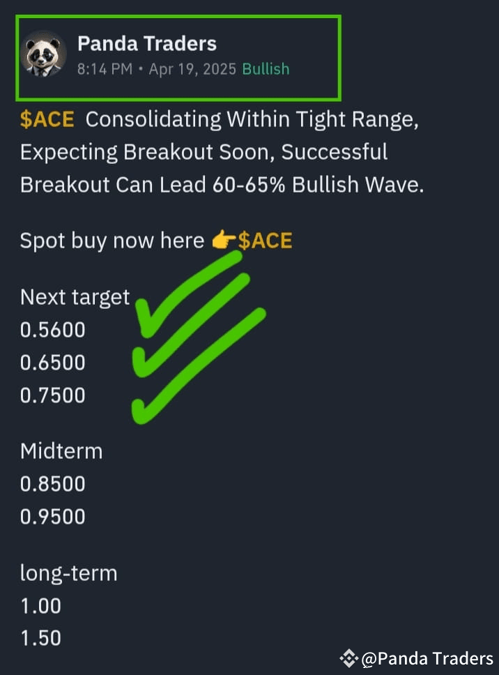 $ACE hit 3rd Target successfully It will rise towards o | Panda Traders ...