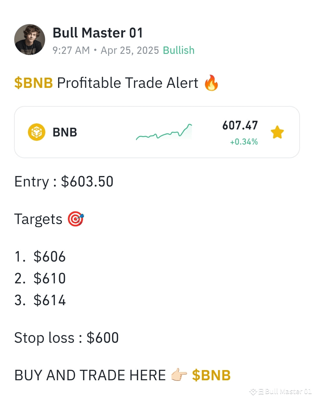 $BNB FIRST TARGET HIT! BULLS IN CONTROL! 💰 1 down, waiti | Bull Master ...