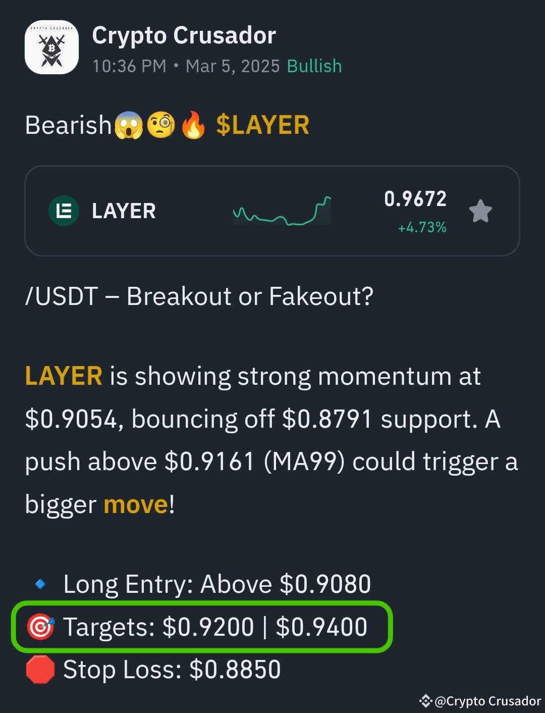 $LAYER Long - All the tps hitted successfully - Follow me a | Crypto ...