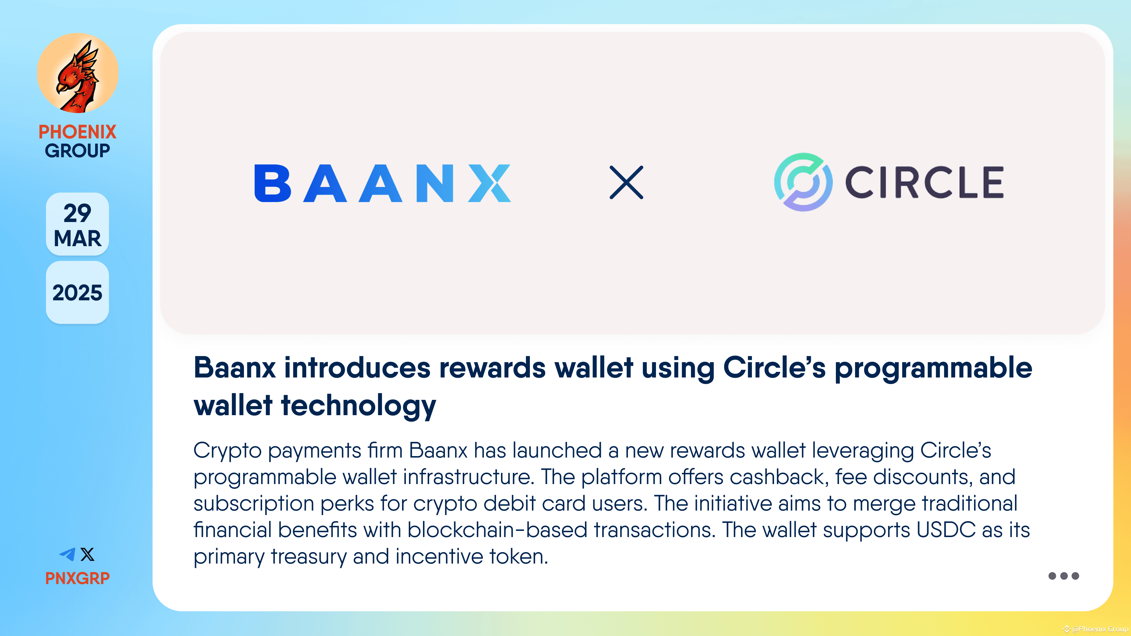 Baanx 介绍使用 Circle 的可编程钱包技术的奖励钱包 加密支付公司 #Baanx 推出了新的奖励钱包，利用 | Phoenix ...